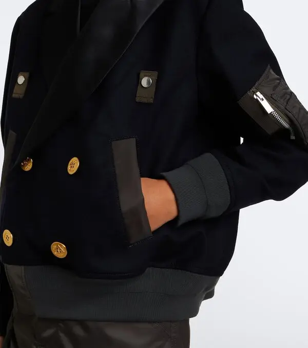 Sacai Paneled Wool Flannel And Twill Jacket