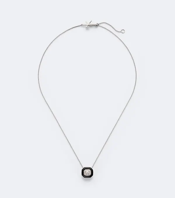 Nikos Koulis Oui 18kt White Gold And Enamel Pendant Necklace With Diamonds - Silver