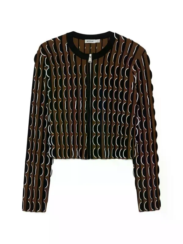 Simkhai Kylie Geometric-pattern Cropped Cardigan
