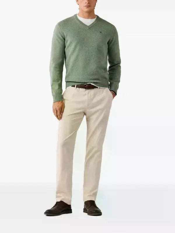 HACKETT  Lambswool V-neck Sweater - Green