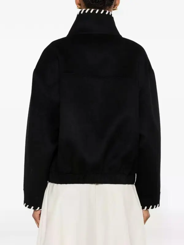 Sandro Whipstitch-trim High-neck Jacket