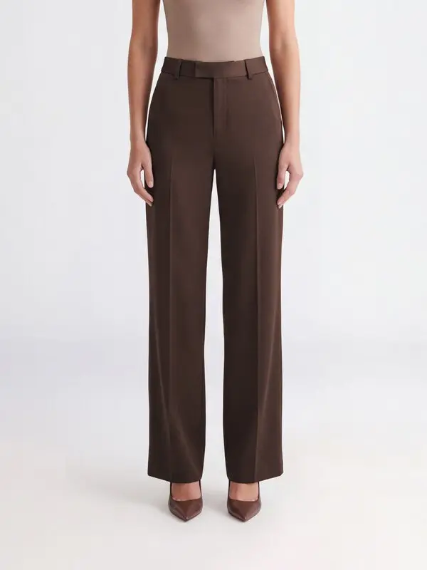 Federica Tosi High-waisted Wide-leg Tailored Pants In Crêpe - Brown