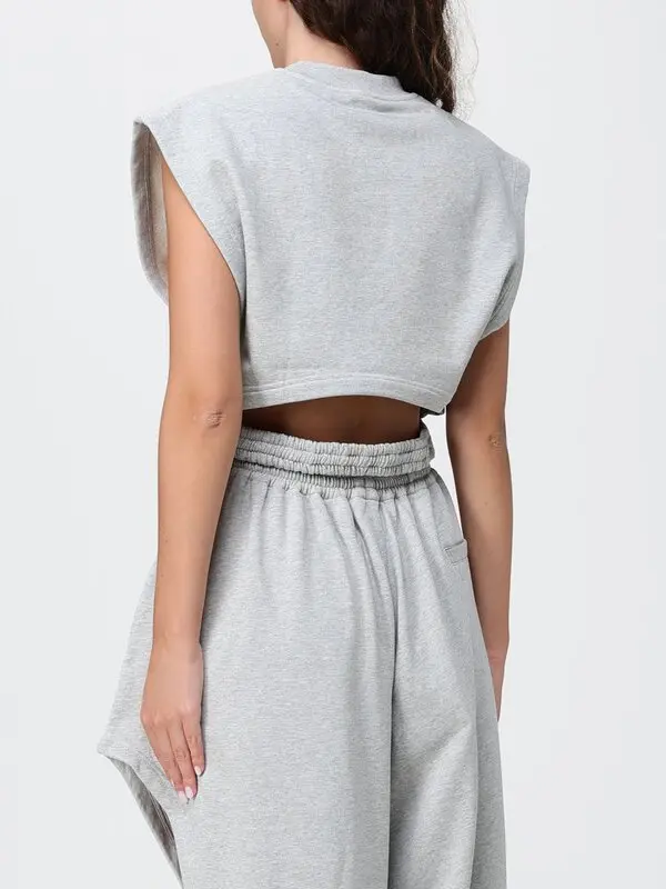 Alaïa Cropped Sporty Cotton Top With Cap Sleeves