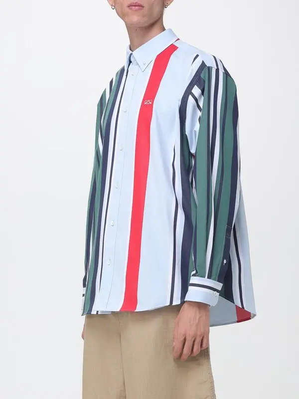 Loewe Striped Cotton Shirt With Button-down Collar And Patch Pocket