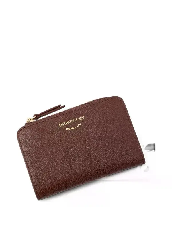 Emporio Armani Textured Leather Billfold Wallet With Zip-around Closure