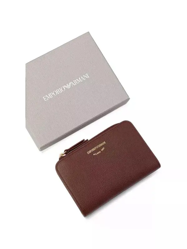 Emporio Armani Textured Leather Billfold Wallet With Zip-around Closure