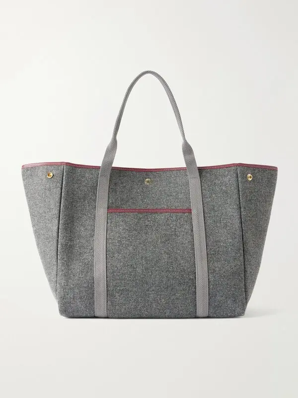 Rue De Verneuil Traversée Large Leather And Webbing-trimmed Felt Tote