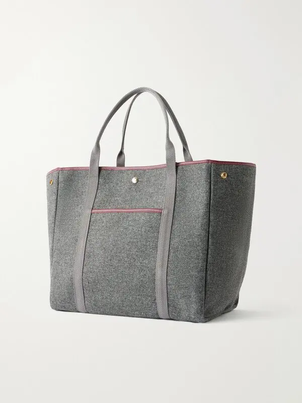 Rue De Verneuil Traversée Large Leather And Webbing-trimmed Felt Tote