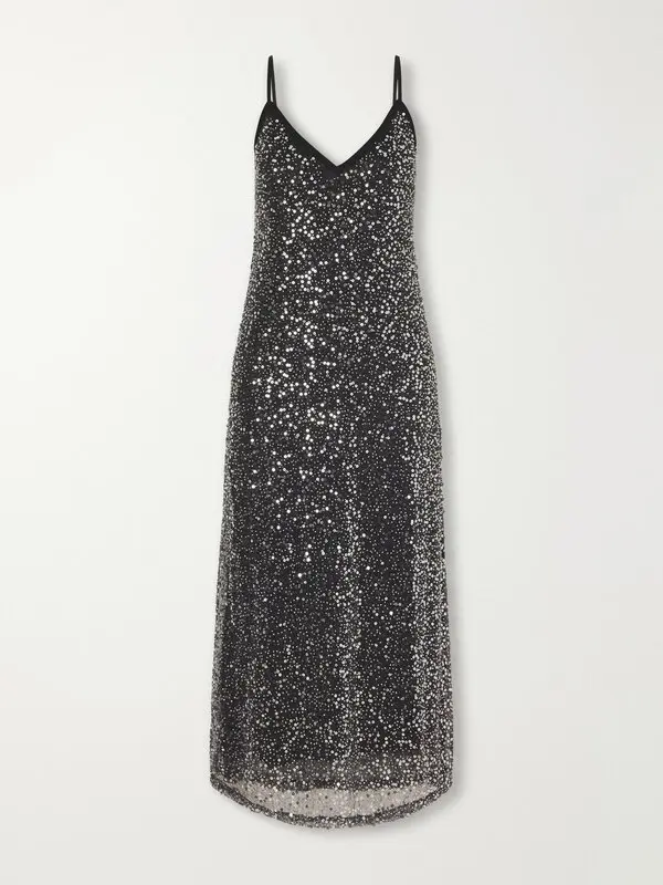 MARANT ETOILE Nevana Sequin-embellished Tulle Midi Dress - Silver