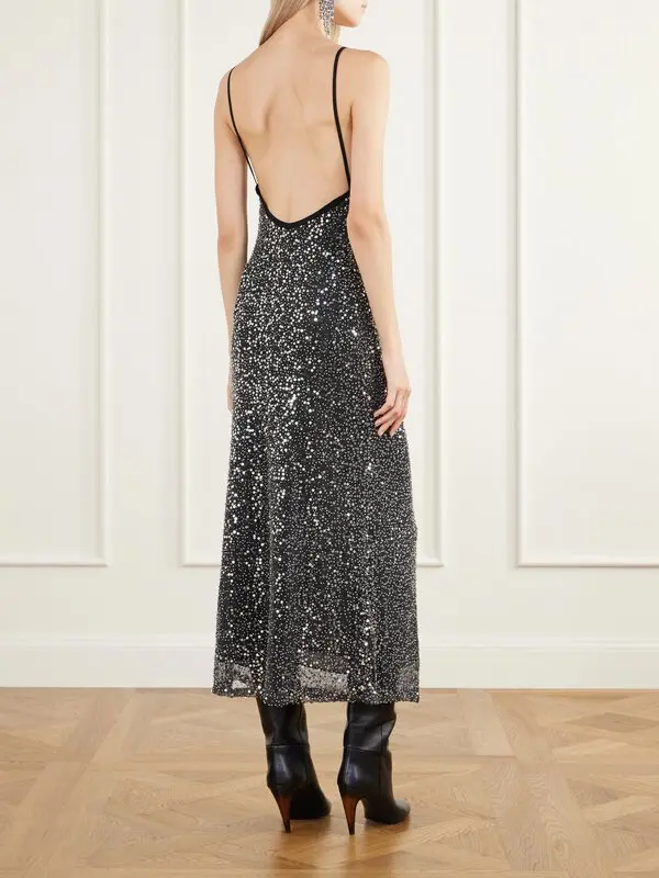 MARANT ETOILE Nevana Sequin-embellished Tulle Midi Dress