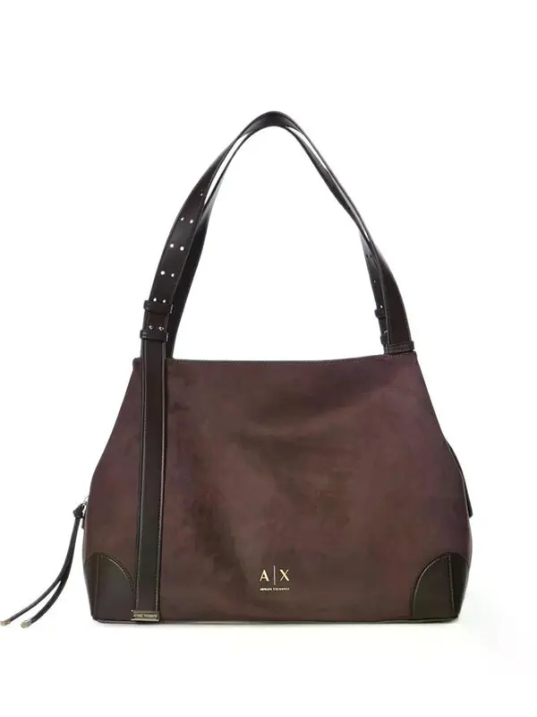Armani Exchange Suede-effect Logo-print Tote Bag