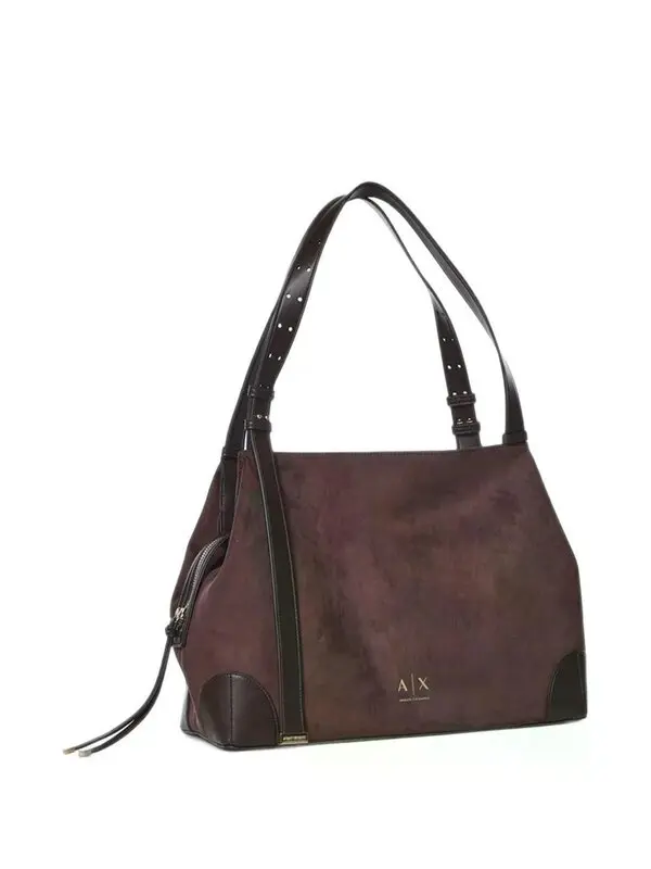 Armani Exchange Suede-effect Logo-print Tote Bag