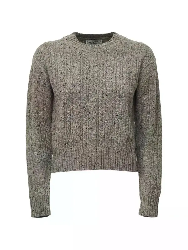 MC2 SAINT BARTH Greige Lalia Donegal Wool Blend Crewneck Knit Sweater