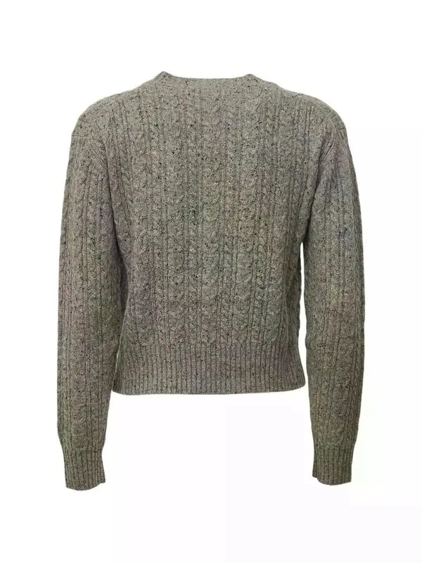 MC2 SAINT BARTH Greige Lalia Donegal Wool Blend Crewneck Knit Sweater