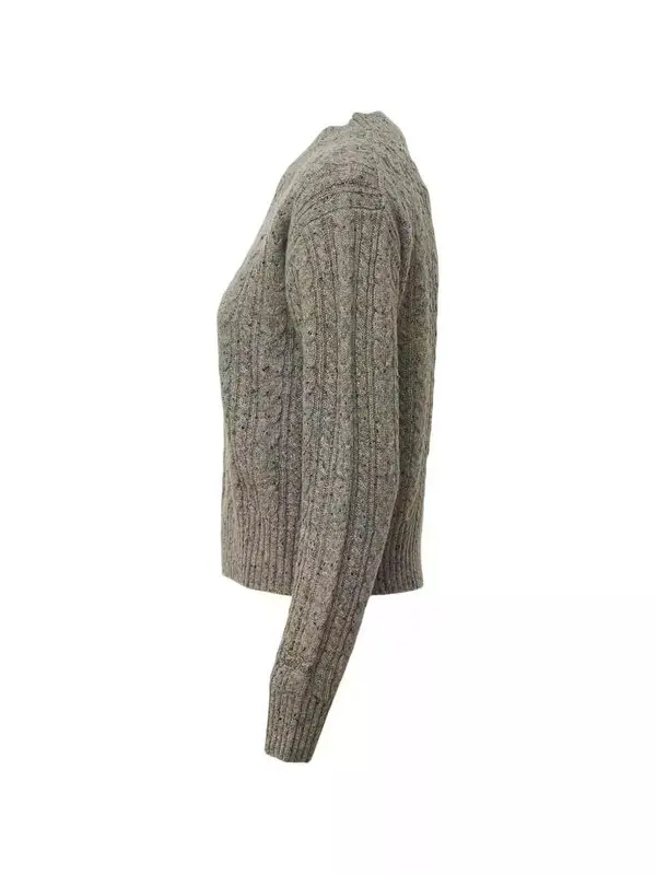MC2 SAINT BARTH Greige Lalia Donegal Wool Blend Crewneck Knit Sweater