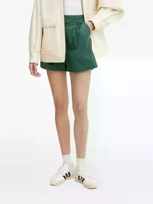 Columbia Acker Rock Pleated Logo-patch Shorts - Green