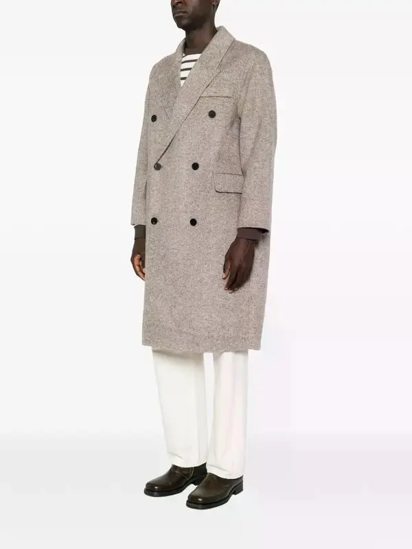 AMARANTO Double-breasted Herringbone-pattern Coat