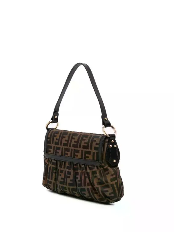 Fendi 2000-2010 Small Zucca Canvas Chef Flap Shoulder Bag