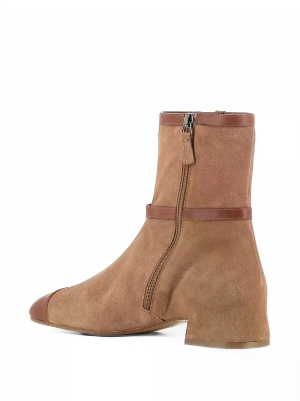 DEL CARLO Suede Leather-trim Ankle Boots
