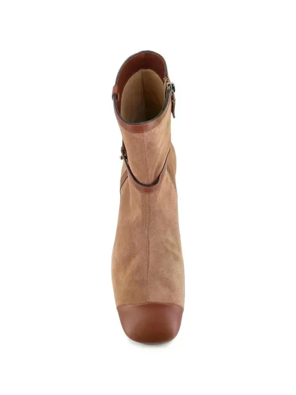 DEL CARLO Suede Leather-trim Ankle Boots