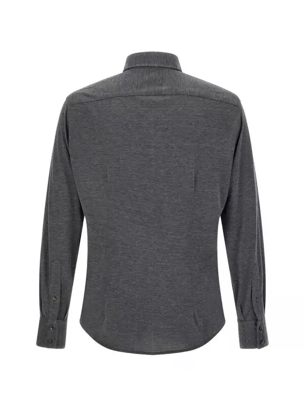 Brunello Cucinelli Silk And Cotton Lightweight Jersey Shirt With Spead Collar