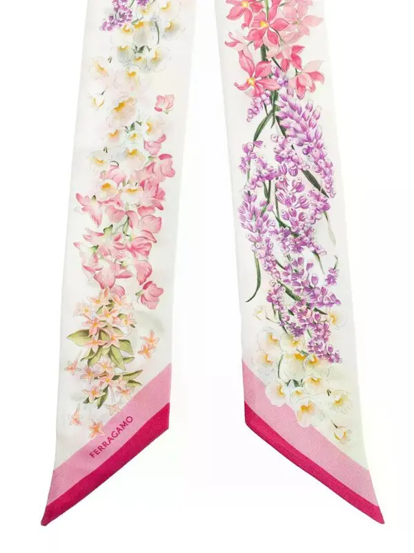 FERRAGAMO Spring-print Silk Scrunchie With Mini Bandeau