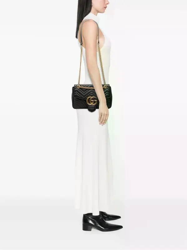 Gucci 2000-2015 Large Gg Marmont Matelasse Calfskin Shoulder Bag - Black