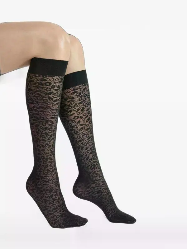 WOLFORD Bouquet Floral-jacquard Knee-high Socks
