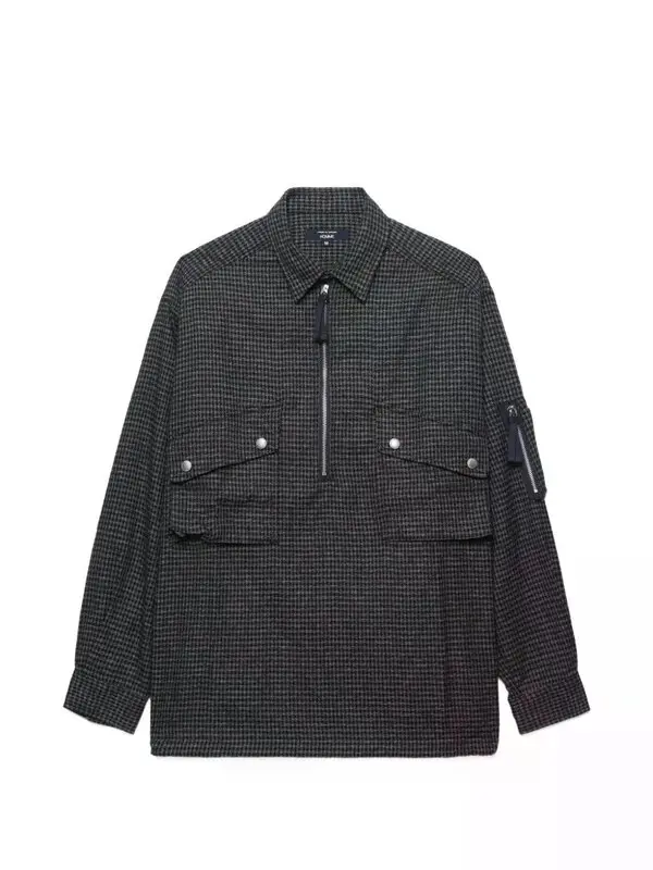 COMME DES GARÇONS HOMME Houndstooth-pattern Quarter-zip Polo Shirt