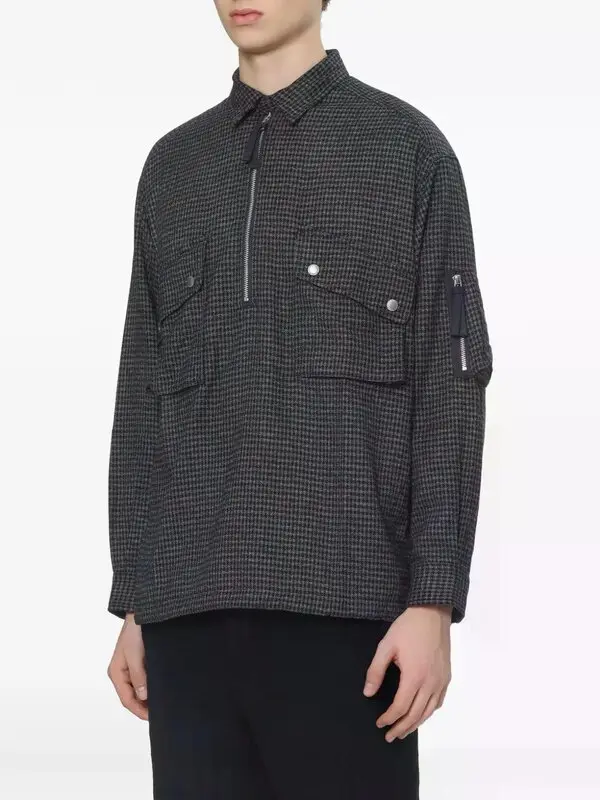 COMME DES GARÇONS HOMME Houndstooth-pattern Quarter-zip Polo Shirt
