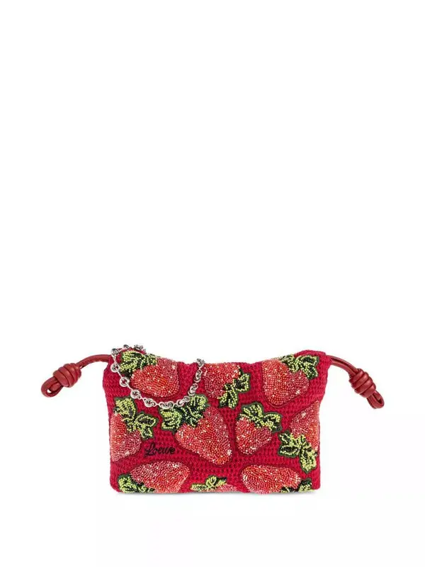 Loewe Mini Flamenco Strawberry-beaded Clutch Bag