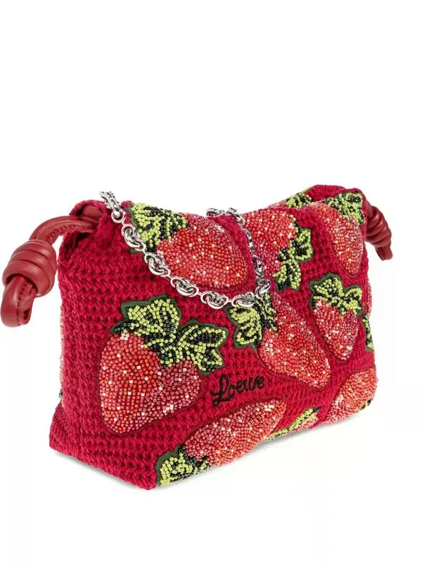 Loewe Mini Flamenco Strawberry-beaded Clutch Bag