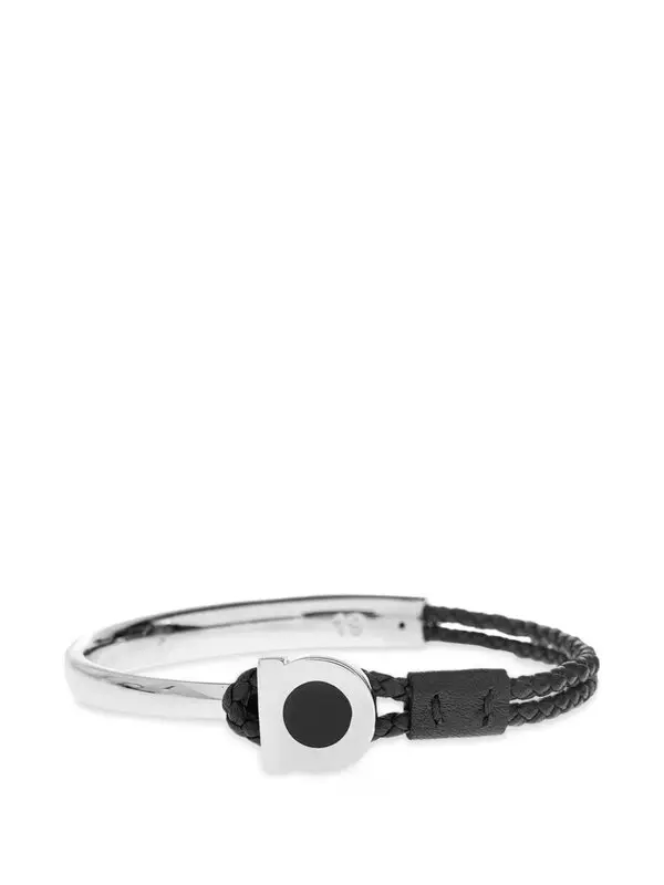 FERRAGAMO Gancini-detail Braided-leather Bracelet - Silver