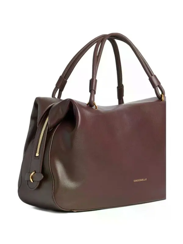 COCCINELLE Medium Lizzie Logo-print Leather Tote Bag - Brown