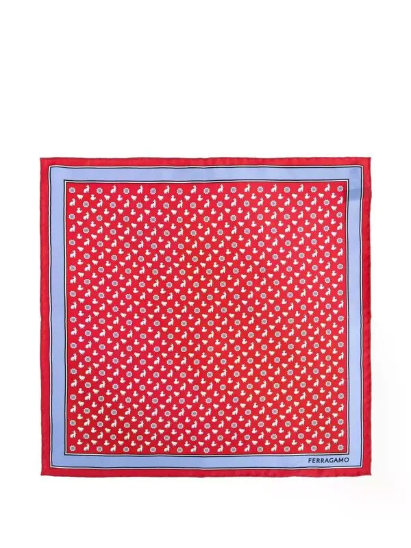 FERRAGAMO Primavera Silk Pocket Square - Red