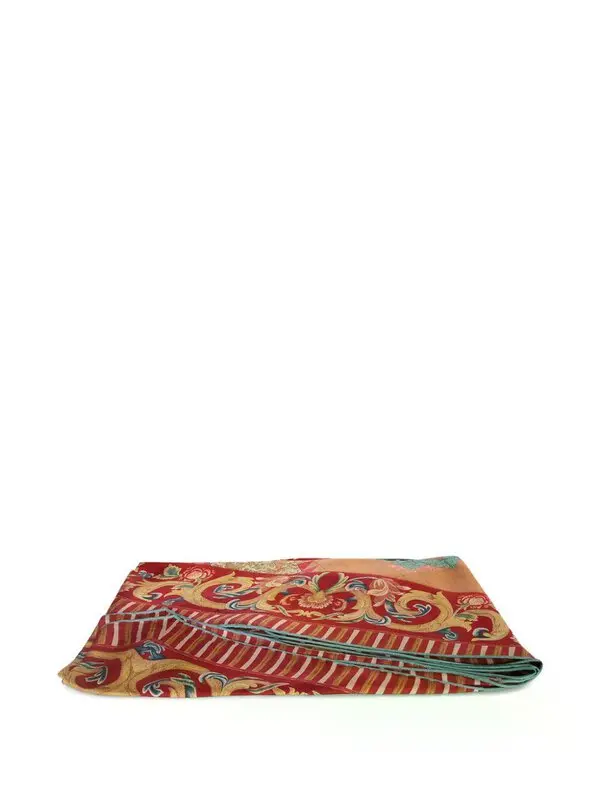 PIERRE-LOUIS MASCIA Floral-print Striped Scarf - Red