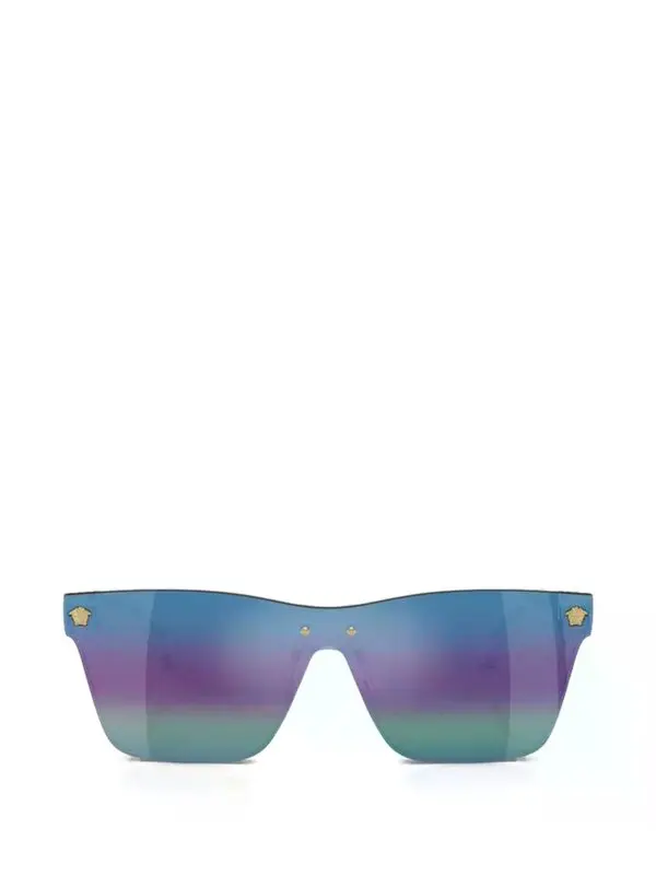 Versace Medusa-plaque Rectangle-frame Sunglasses - Blue