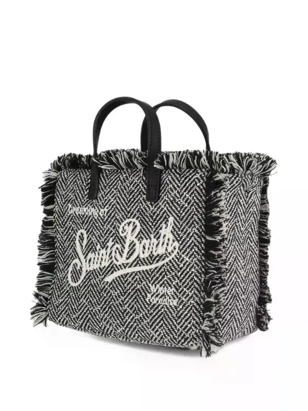 MC2 SAINT BARTH Herringbone-pattern Fringed Tote Bag