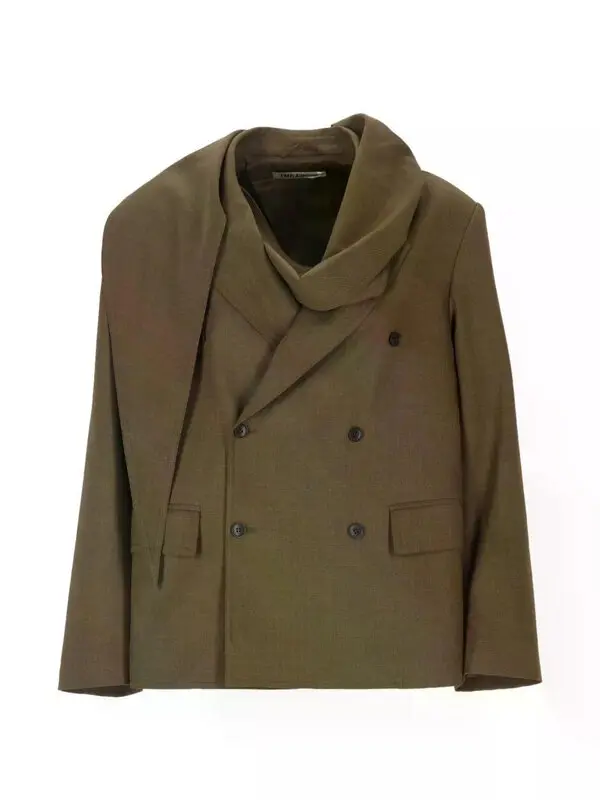 THE EROSE Double-breasted Scarf-detail Blazer