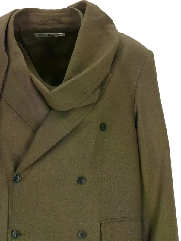 THE EROSE Double-breasted Scarf-detail Blazer