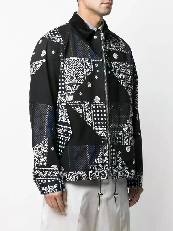 Sacai Patchwork-print Zip-up Jacket