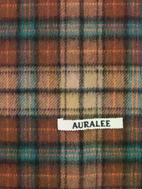 Auralee Check Fringed Scarf