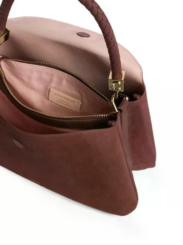 COCCINELLE Medium Tiggy Braided-handle Suede Tote Bag