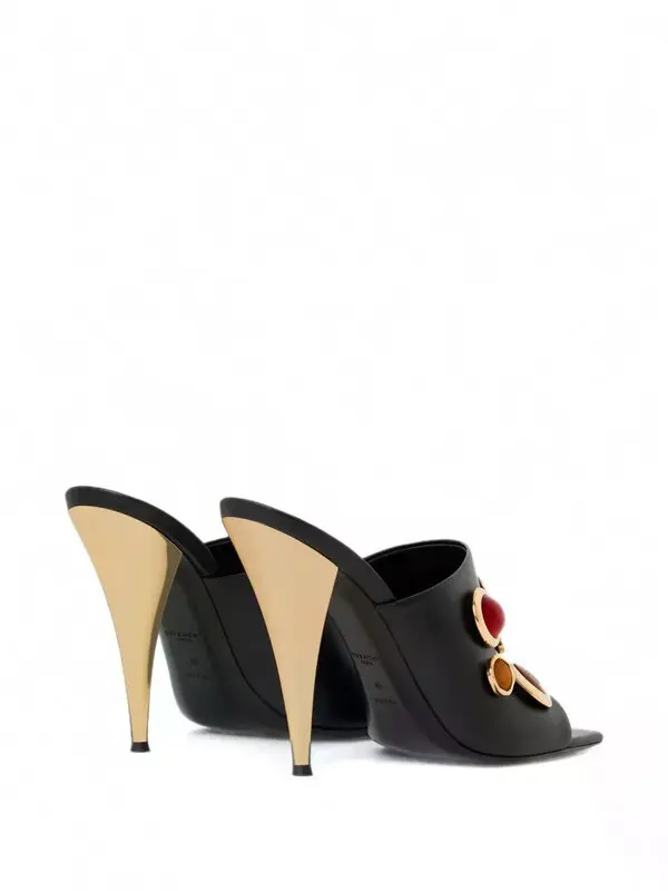 Givenchy Sliced Square Mules In Leather With Jewels
