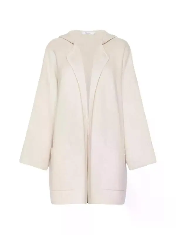 Max Mara Wool And Cashmere Hooded Cardigan Beige
