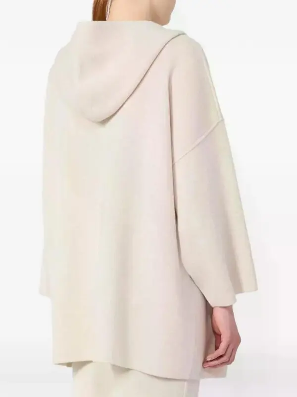 Max Mara Wool And Cashmere Hooded Cardigan Beige