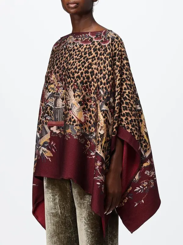 Etro Animal Print Pure Silk Blouse With Asymmetrical Hem