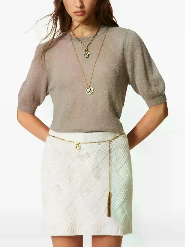 TWINSET Short Knit Skirt With Criss-cross Pattern