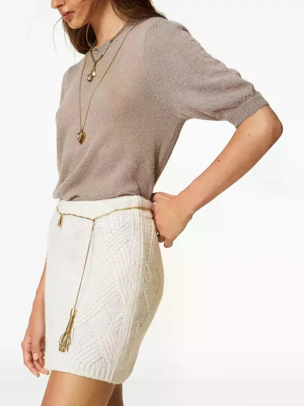 TWINSET Short Knit Skirt With Criss-cross Pattern
