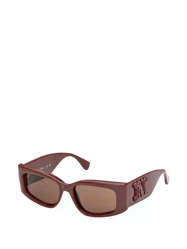 Max Mara Logo-plaque Rectangle-frame Sunglasses - Red